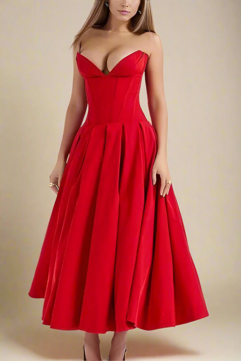 Lipstick Red Gabbi Bodycon Midi Dress | Women's Dresses