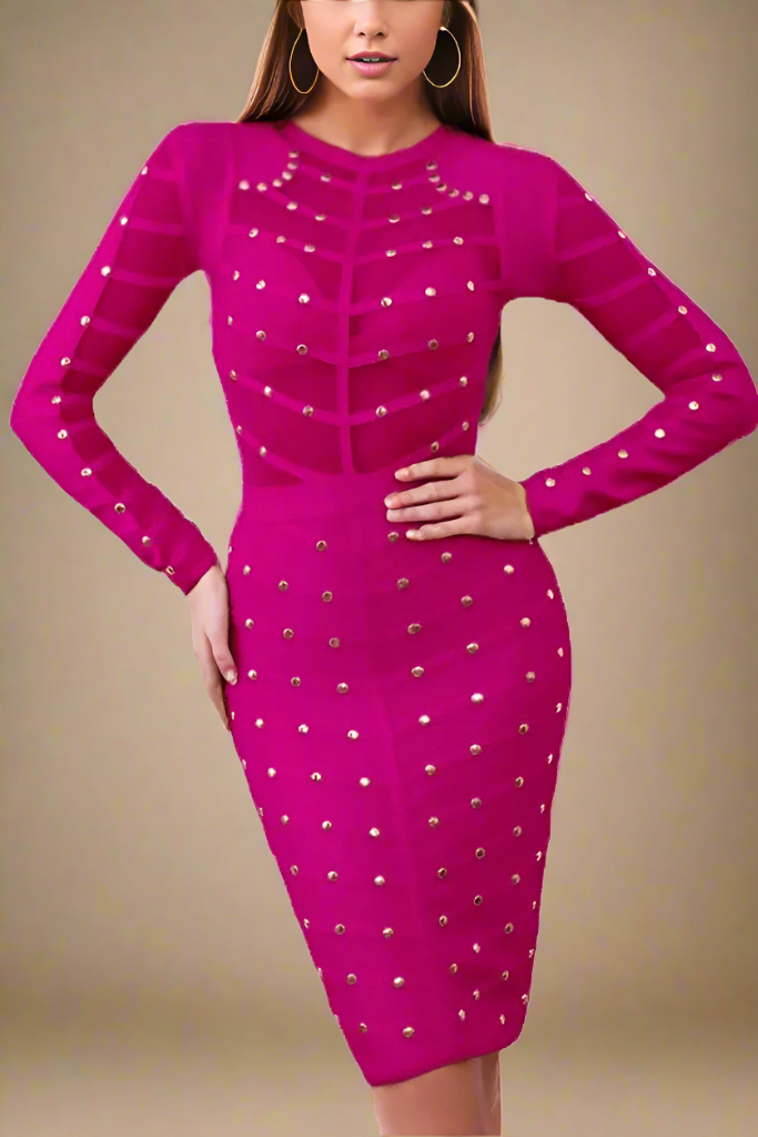 Neon Purple Rosa Long Sleeve Bodycon Dress | Womens Bodycon Dresses