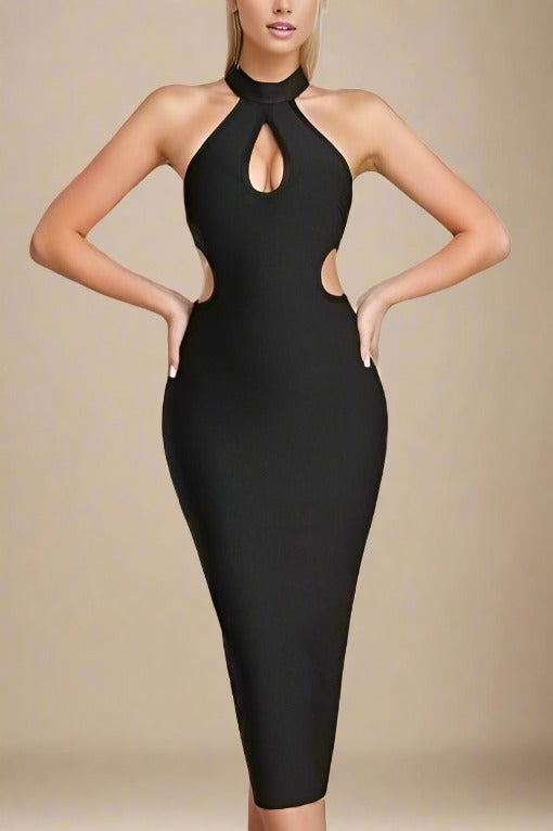 Classic Black Saint Bodycon Midi Dress | Womens Bodycon Dresses
